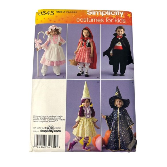 Simplicity | Office | Simplicity Kids Costumes Sewing Pattern 545 Bo ...